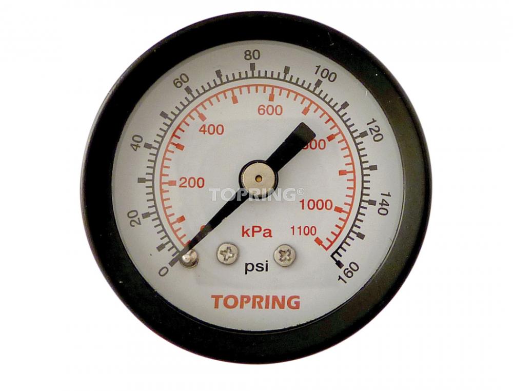 1 1/2 In. Steel Dry Vacuum Gauge 0 to 160 PSI, 1/8 (M) NPT, CBM, Black ...